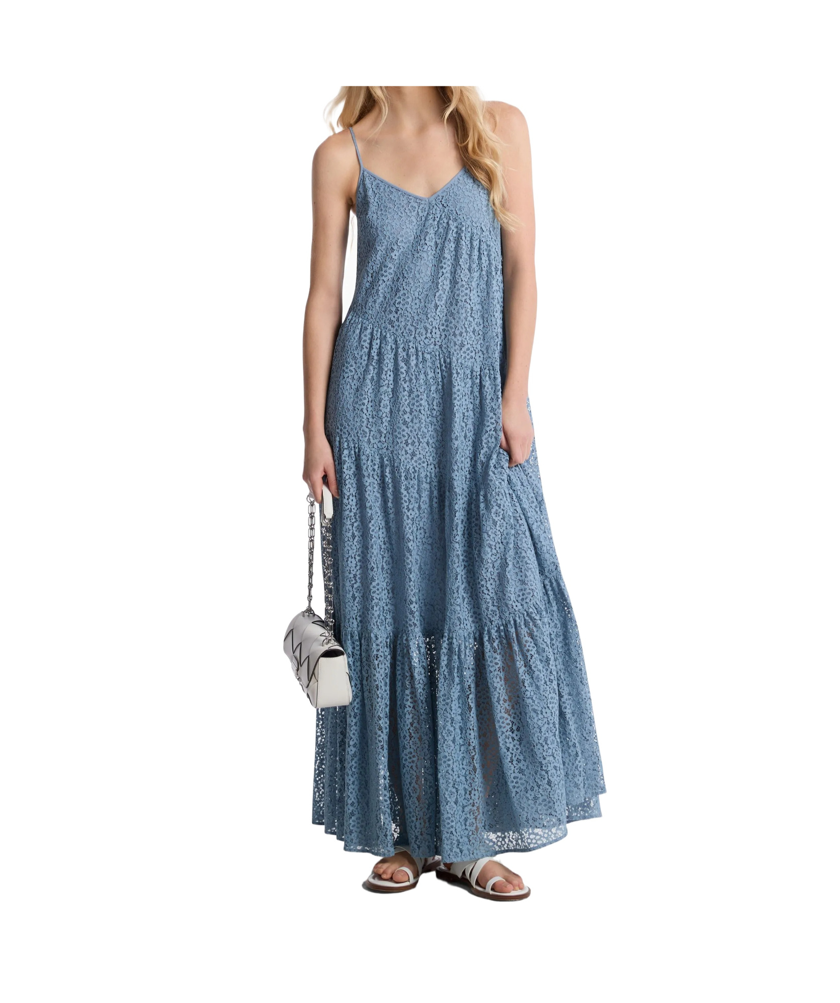 MICHAEL KORS Michael Kors Floral Lace Tiered Maxi Dress
